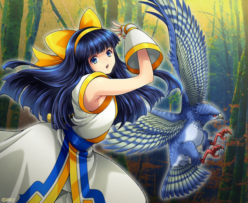 The Big Imageboard Tbib 1girl Ainu Clothes Armpits Bird Black Hair
