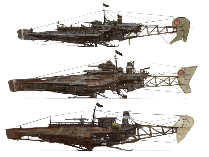 The Big Imageboard Tbib Absurdres Aircraft Airplane Cannon Fantasy