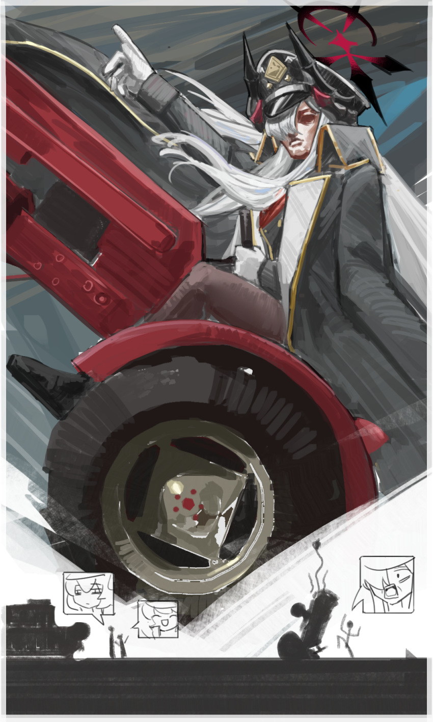 The Big ImageBoard (TBIB) - 3girls black coat black halo black hat ...