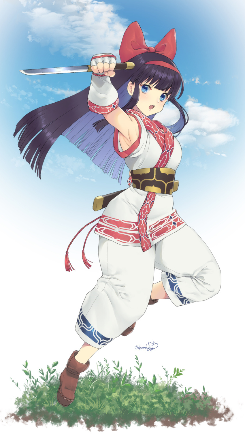 The Big Imageboard Tbib 1girl Ainu Clothes Arm Up Armpits Black