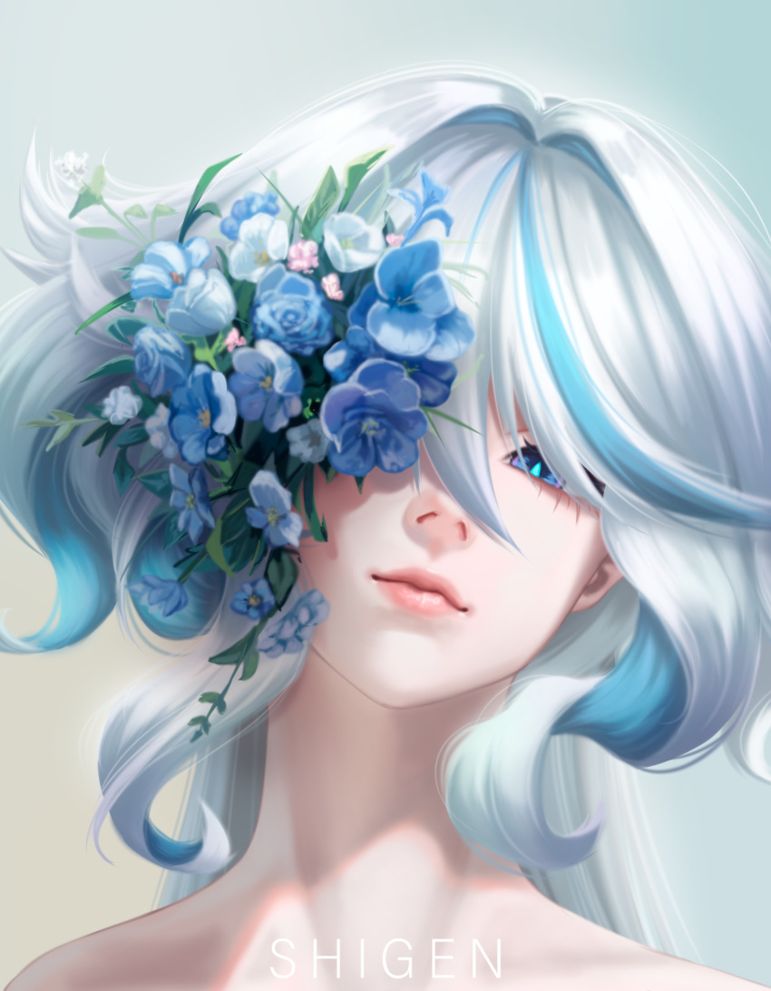 The Big ImageBoard (TBIB) - 1girl absurdres artist name blue eyes blue flower blue hair blue ...