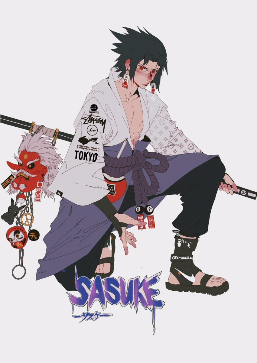 The Big ImageBoard (TBIB) - 1boy bare chest belt black hair chain ...