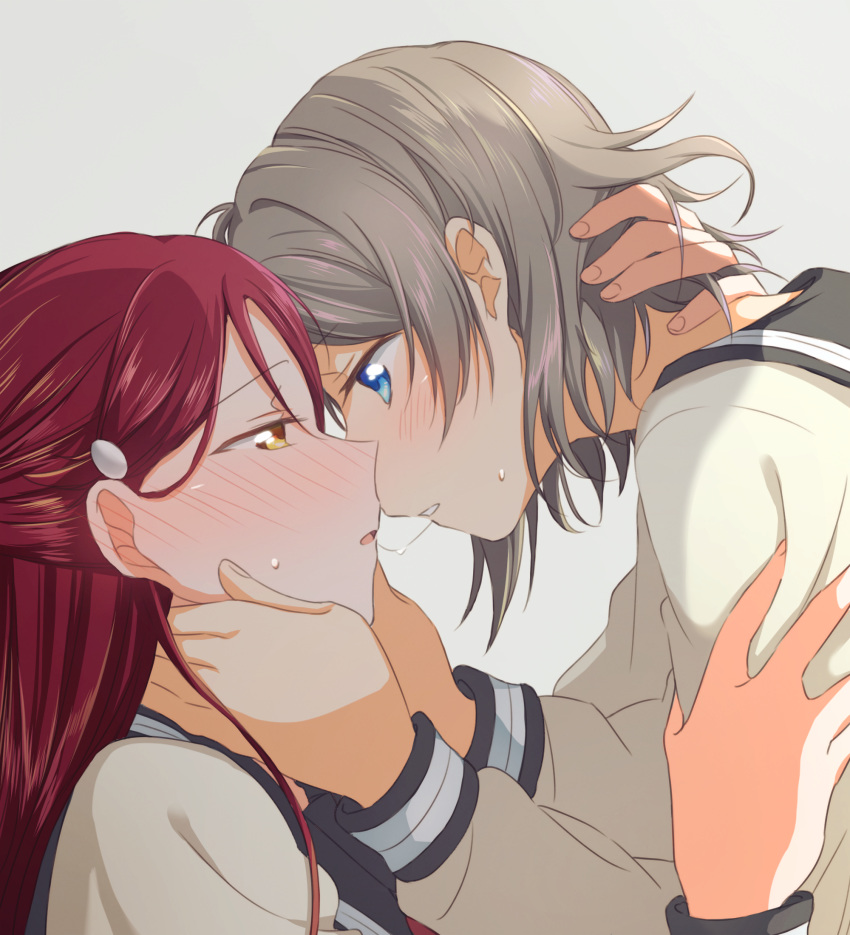 The Big Imageboard Tbib 2girls After Kiss Blue Eyes Braid Couple Eye Contact French Braid