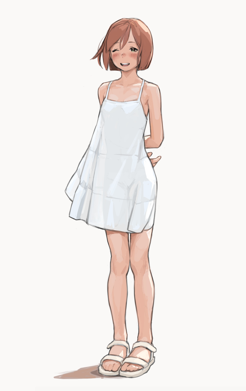 The Big ImageBoard (TBIB) - 1girl ;d absurdres arms behind back bad id bad pixiv id blush brown ...