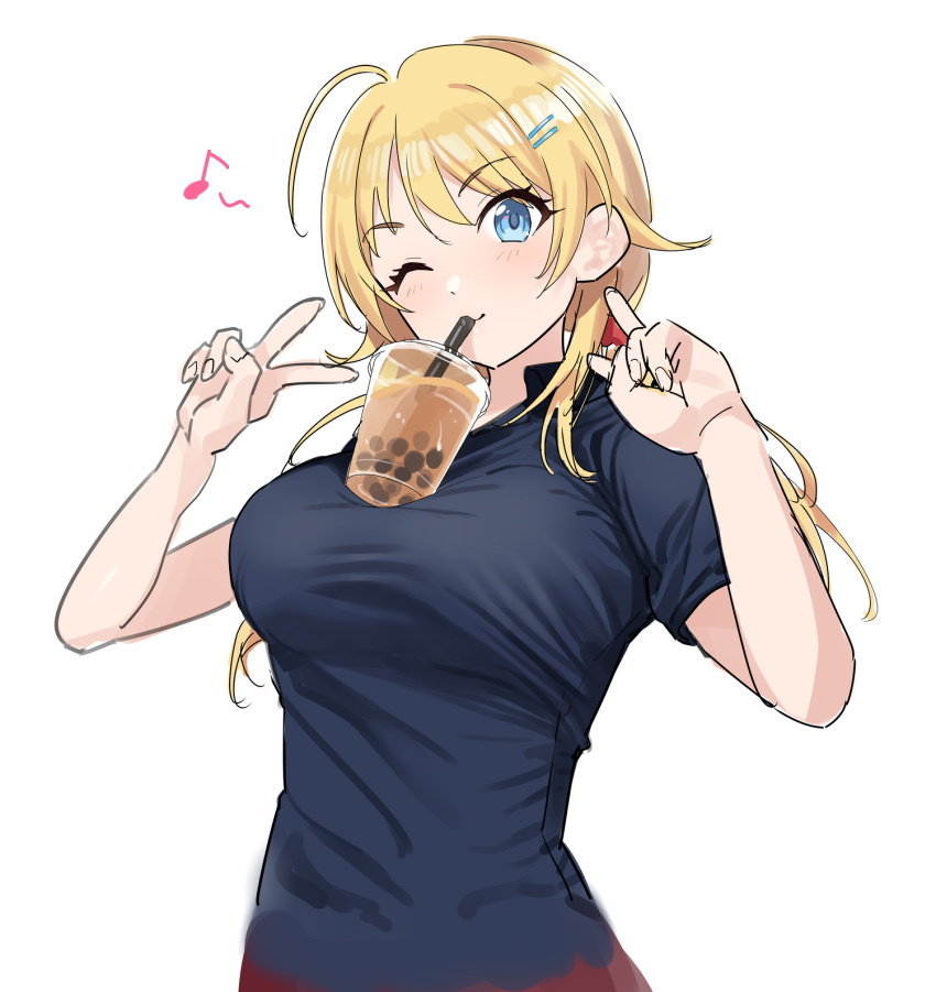 The Big Imageboard Tbib 1girl Ahoge Blonde Hair Blue Eyes Blue
