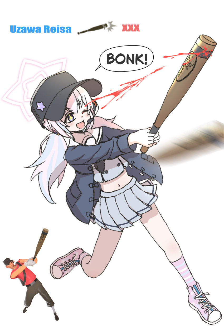 The Big ImageBoard (TBIB) - 1girl ;d ayo5108 baseball bat black jacket ...