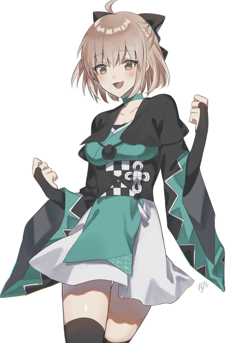 The Big ImageBoard (TBIB) - 1girl :d ahoge aqua choker black bow black ...