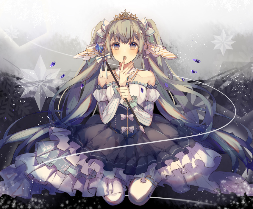 The Big Imageboard Tbib 1girl Beamed Eighth Notes Blue Dress Blue