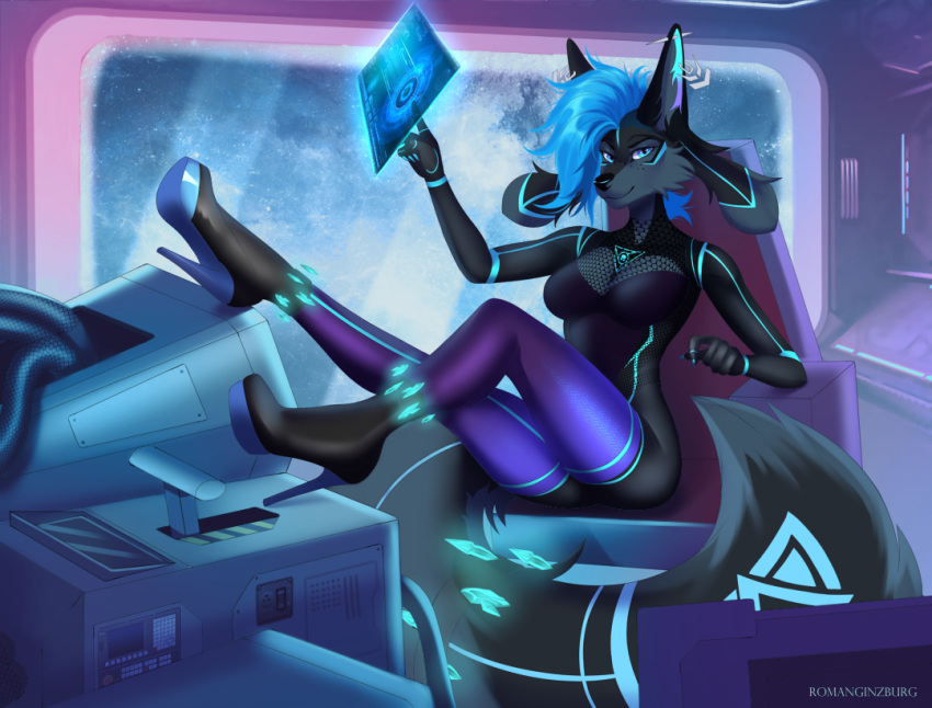 The Big ImageBoard (TBIB) - 2021 anthro biped black body black fur black nose blue eyes blue ...