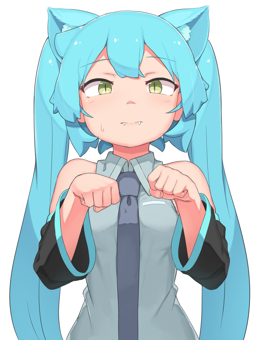 The Big ImageBoard (TBIB) - 1girl abmayo absurdres animal ear fluff animal ears aqua hair bare ...