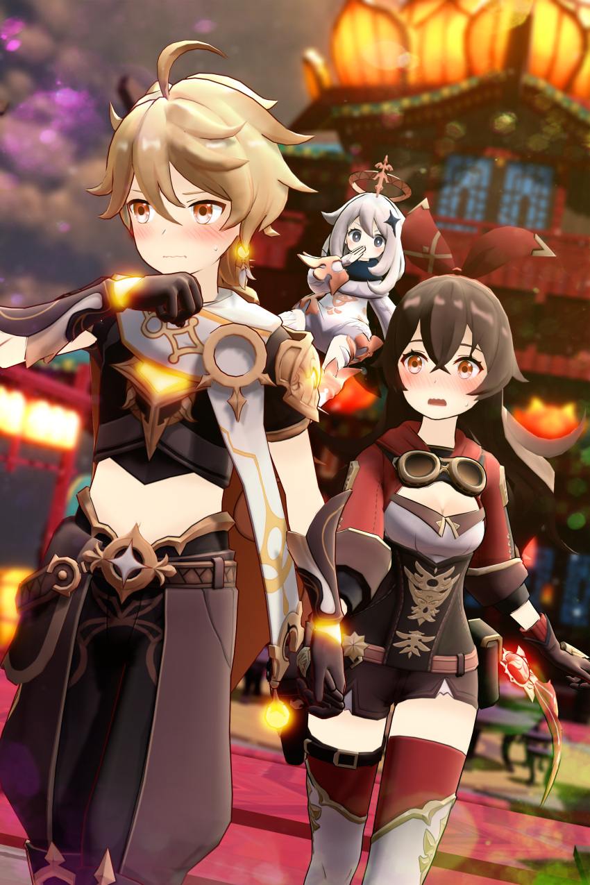 The Big ImageBoard (TBIB) - 1boy 2girls 3d absurdres aether (genshin impact) ahoge amber ...