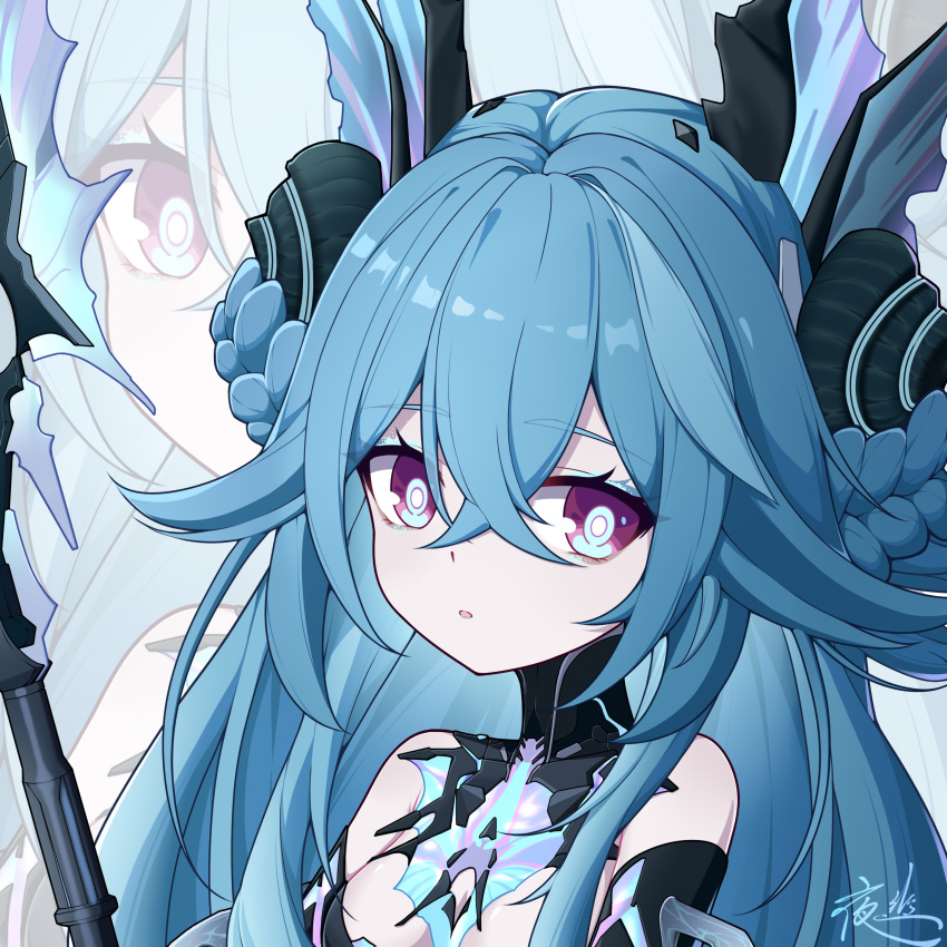 The Big Imageboard Tbib 1girl Absurdres Aqua Hair Black Bra Black Collar Blue Eyes Bra Braid