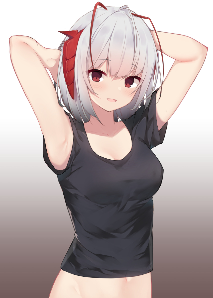 The Big ImageBoard (TBIB) - 1girl absurdres antennae arknights armpits arms behind head arms up ...