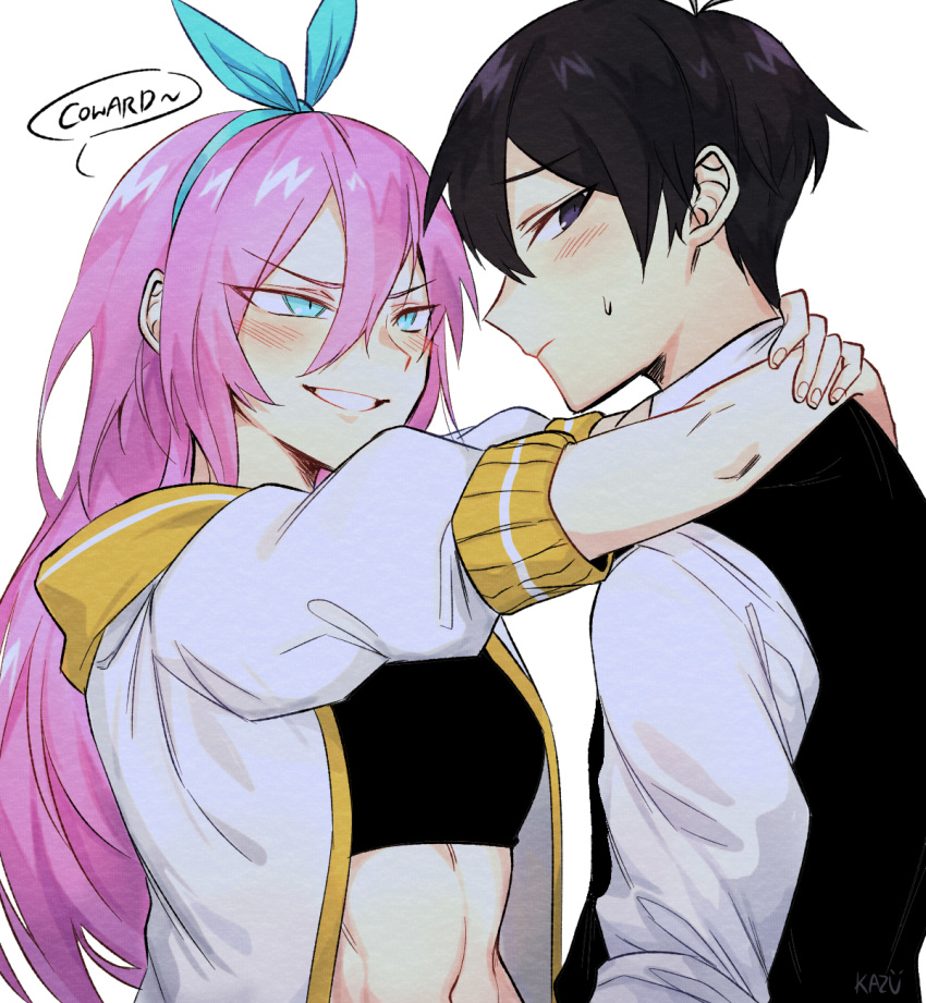 The Big ImageBoard (TBIB) - 1boy 1girl aged up aqua eyes aqua hairband arms around neck artist ...