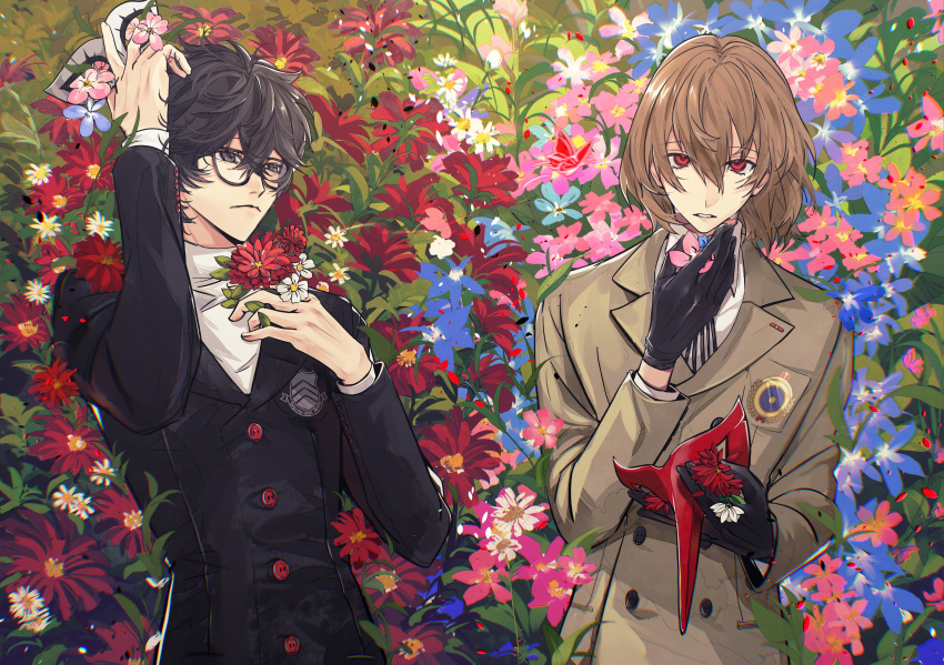 The Big ImageBoard (TBIB) - 2boys absurdres akechi gorou amamiya ren black gloves black hair ...