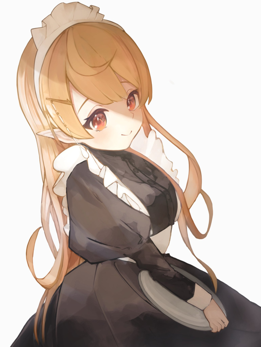 The Big ImageBoard (TBIB) - 1girl alternate costume apron bangs black dress blonde hair breasts ...
