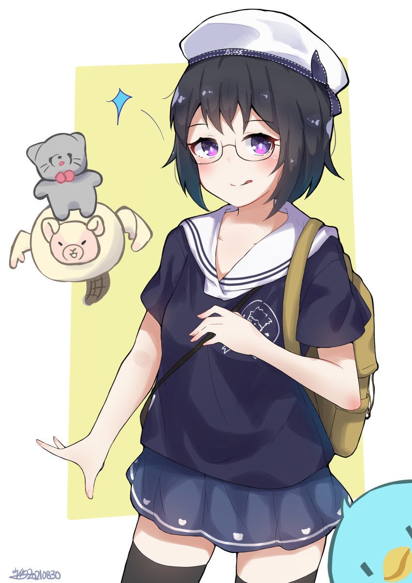 The Big ImageBoard (TBIB) - 1girl absurdres backpack bag bangs beret black hair black legwear ...