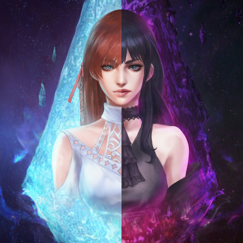 The Big ImageBoard (TBIB) - 2girls absurdres aura black hair blue eyes ...