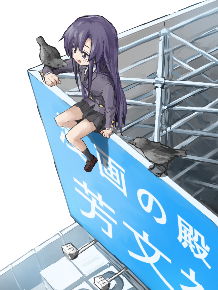 The Big ImageBoard (TBIB) - 1girl animal on arm bird bird on arm black legwear black necktie ...