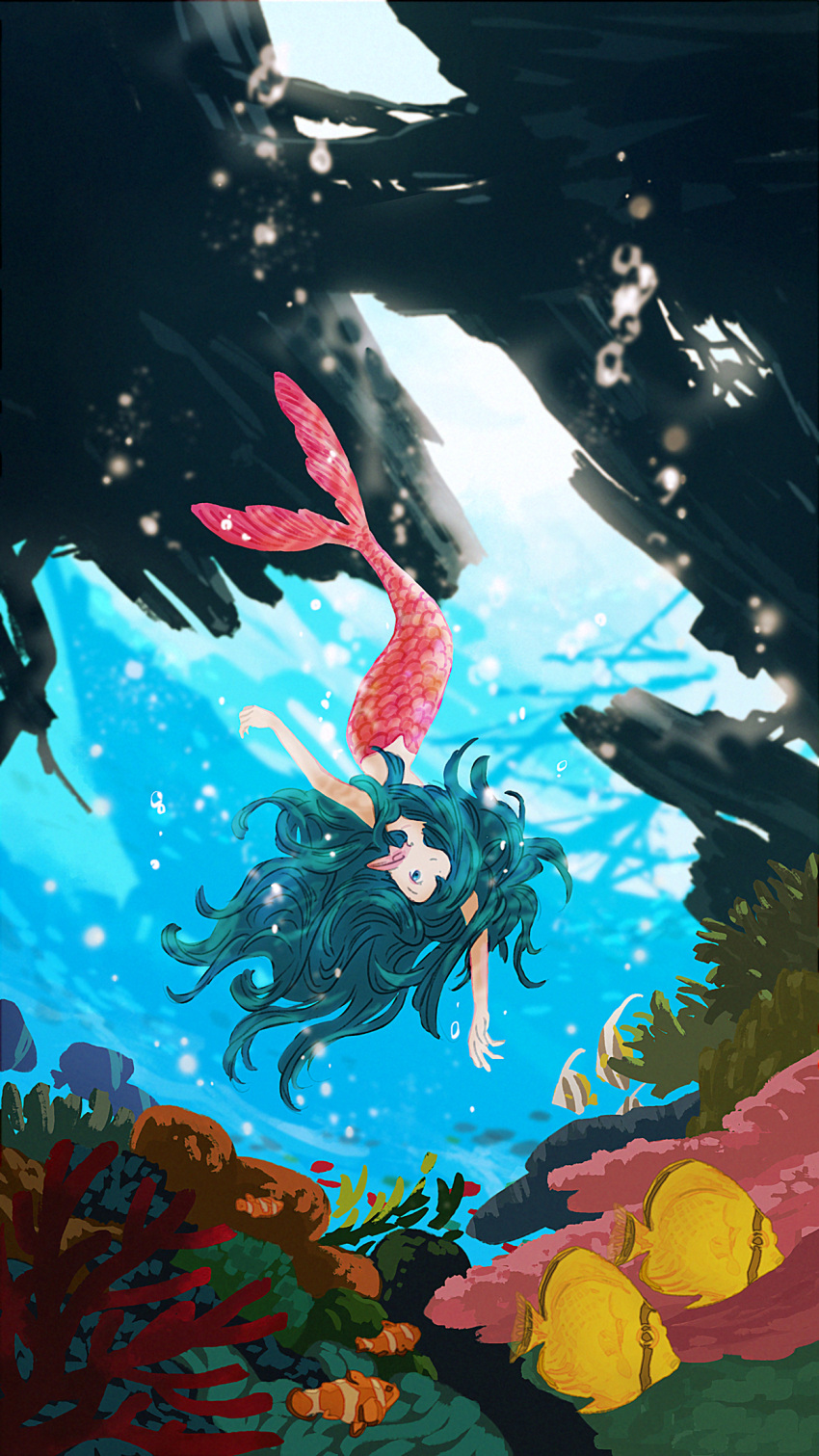 The Big ImageBoard (TBIB) - 1girl air bubble angelfish animal animal ...