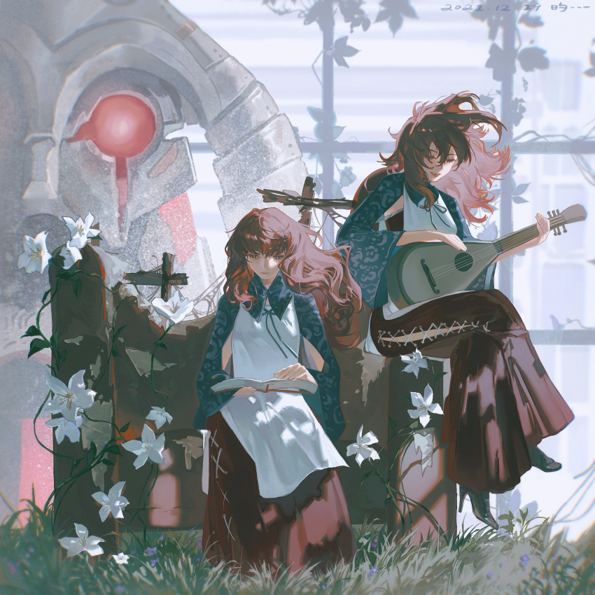 The Big ImageBoard (TBIB) - 2girls absurdres armchair bangs book chair ...