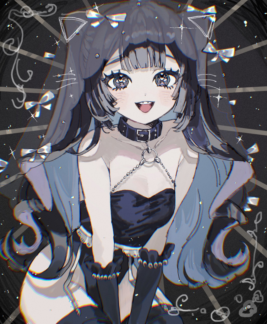 The Big ImageBoard (TBIB) - 1girl black background black eyes black hair black shirt black ...