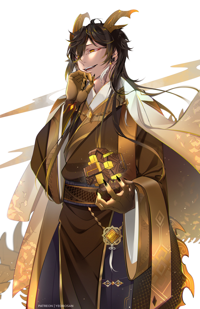 The Big ImageBoard (TBIB) - 1boy absurdres bangs black nails brown hair ...