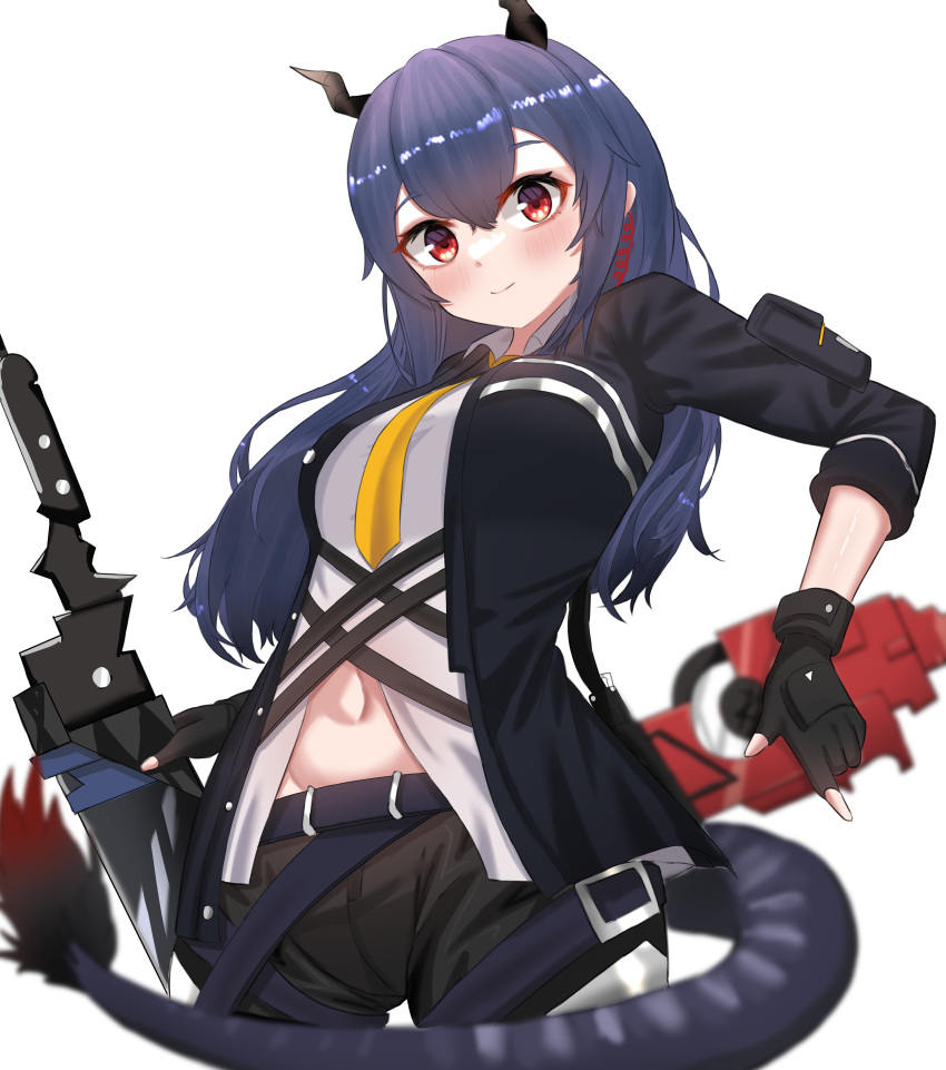 The Big ImageBoard (TBIB) - 1girl absurdres arknights black jacket black shorts blue hair blush ...